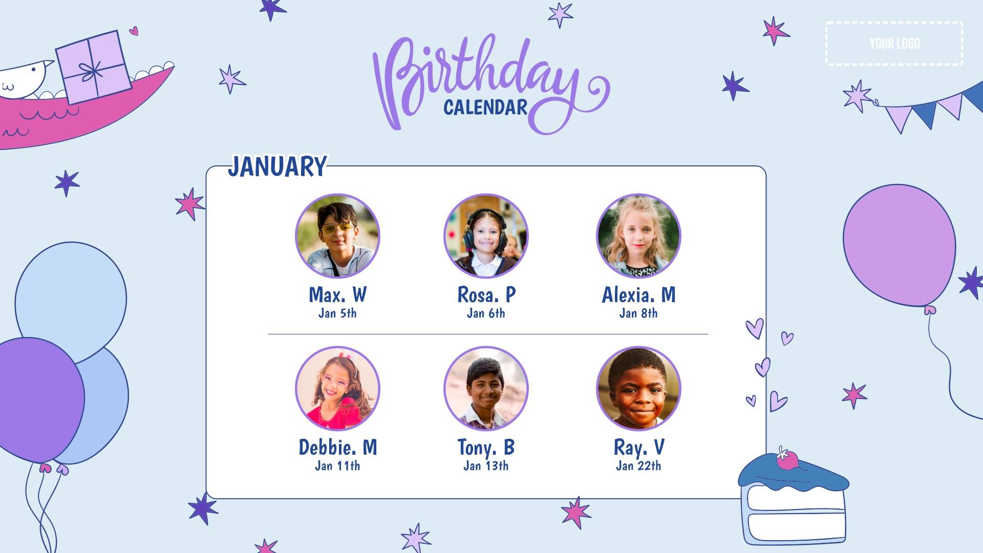 Birthday List - Digital Signage Template Birthday List - Digital Signage Template